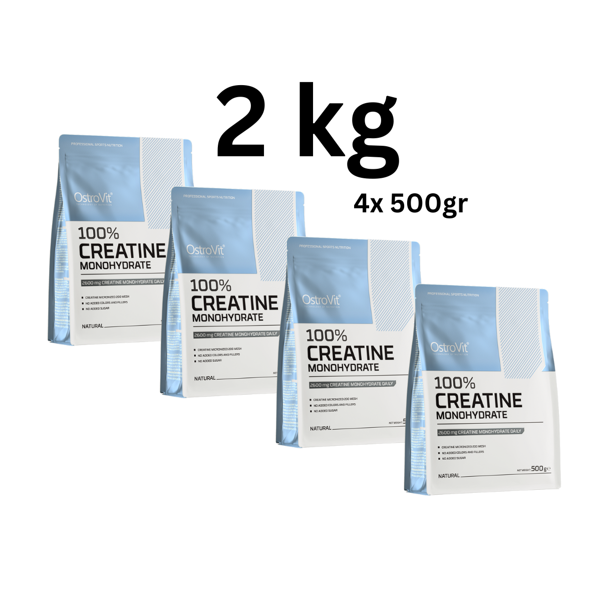 100% Creatine Monohydrate 2 KG (4x500gr) Long expiry dates – SPORTS 101 ...
